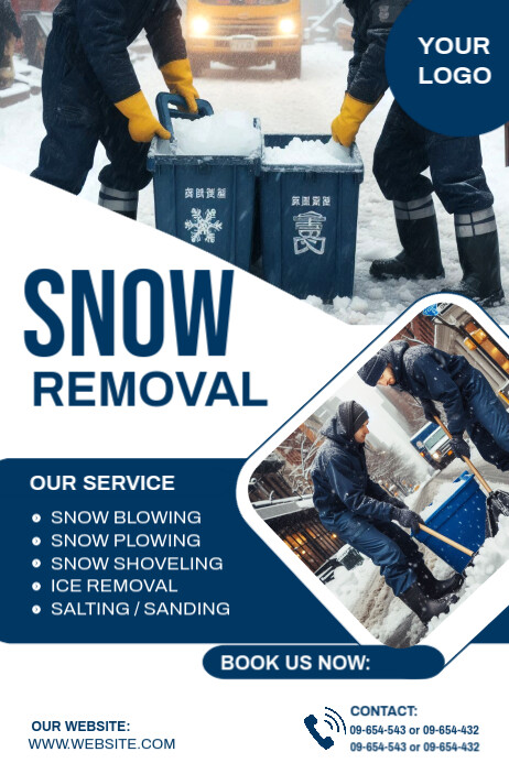 Blue Professional Snow Removal Service Template Design Poster ...