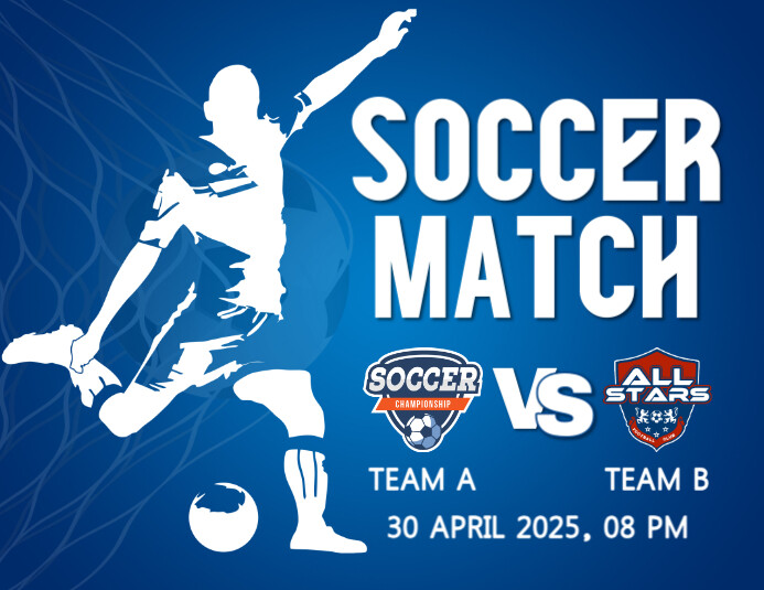 Copy of Blue Professional Soccer Match Flyer (us Letter) | PosterMyWall