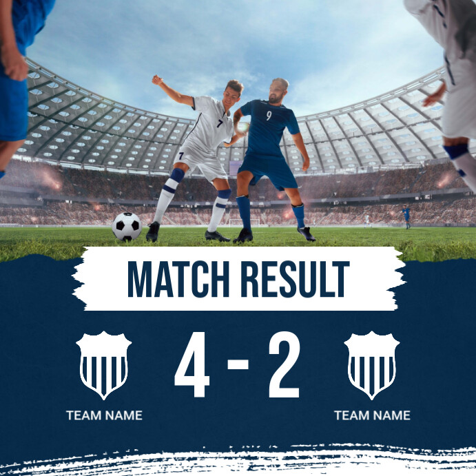 Copy of Blue Professional Soccer Match Result Instagram Post | PosterMyWall