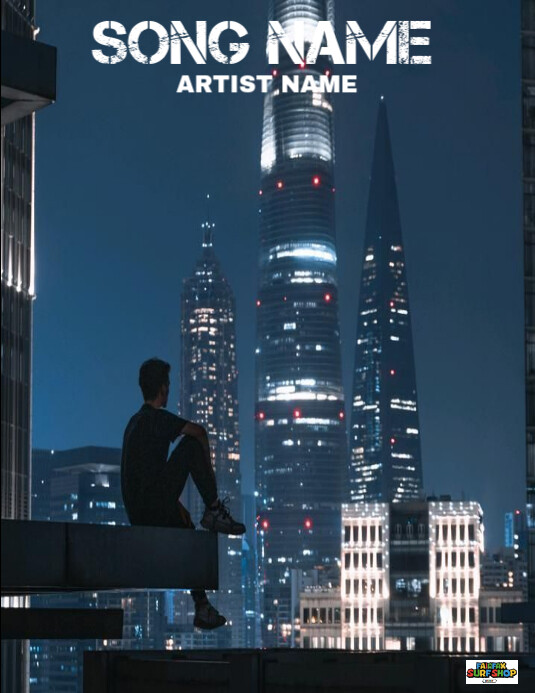 Plantilla de Blue Professional Song Album Cover Flyer (us Letter ...