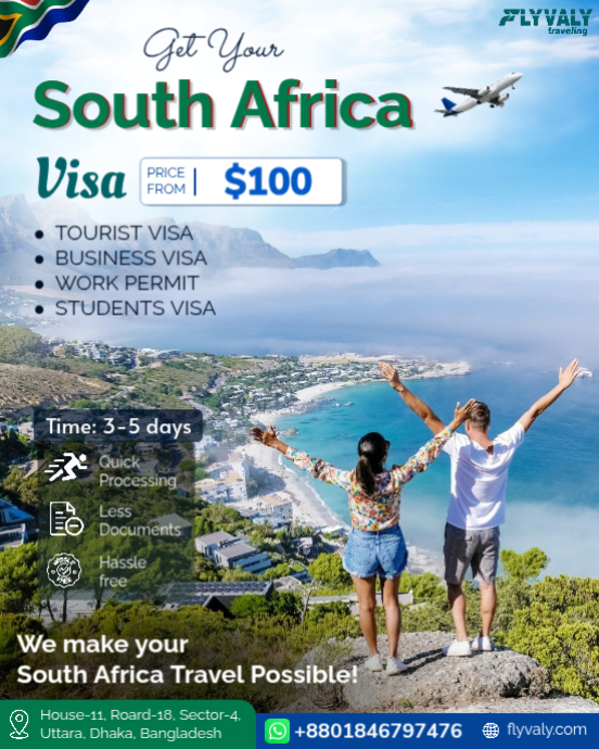 Blue Professional South Africa Visa Processing Ads Design Template ...
