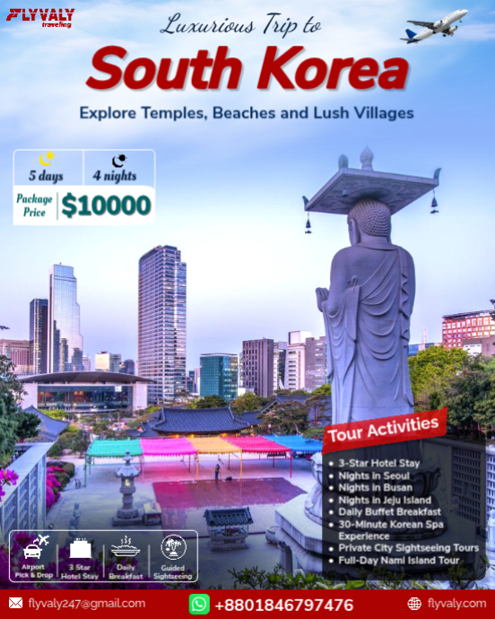 Blue Professional South Korea Tour Package Ads Design Template ...