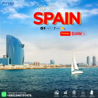 Blue Professional Spain Tour Package Ads Design Template Instagram Post ...