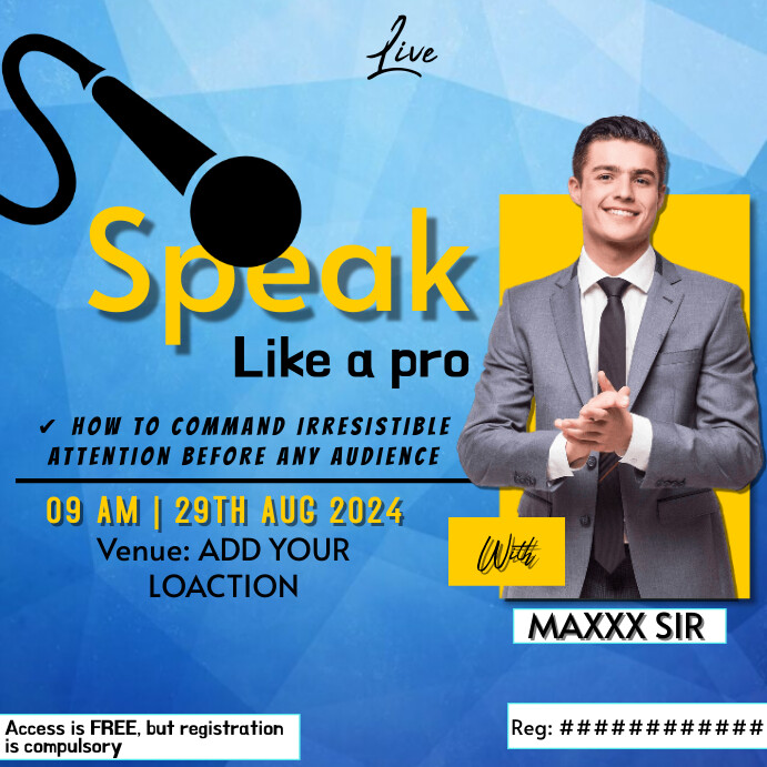 Modèle Blue Professional Speak Lika A Pro Instagram | PosterMyWall