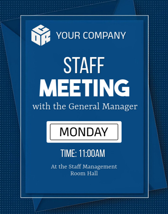 Copy of Blue Professional Staff Meeting Notice Template Poster ...