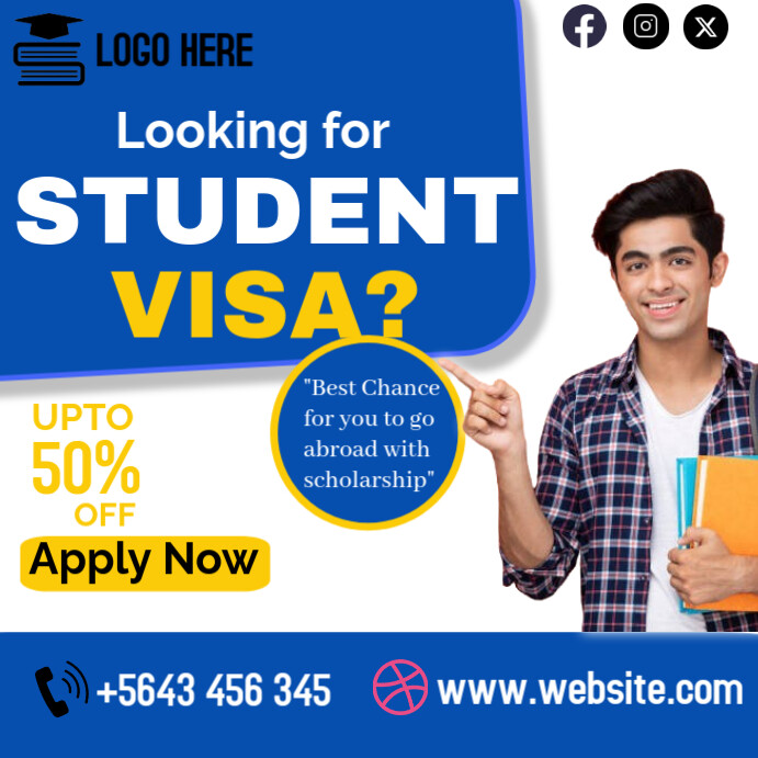 Copy of Blue Professional Student Visa Poster Instagram Post | PosterMyWall