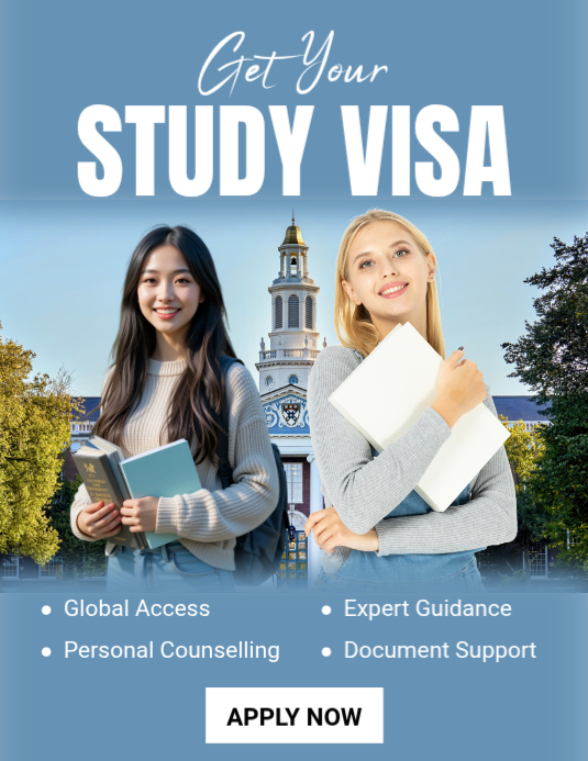 Blue Professional Study Visa Flyer (us Letter) Template | PosterMyWall