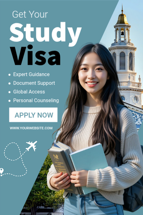 Blue Professional Study Visa Poster Template | PosterMyWall