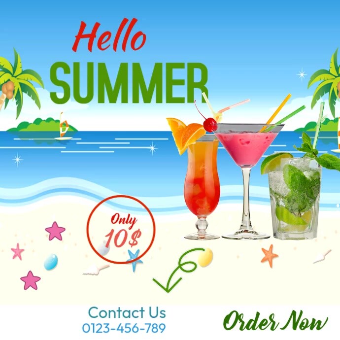 Blue Professional Summer Juice Ads Instagram Post Template | PosterMyWall
