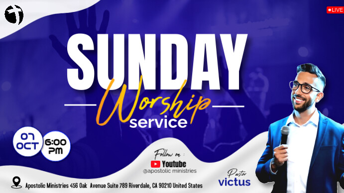 Copy of Blue Professional Sunaday Worship Service Youtube Thumbnail ...