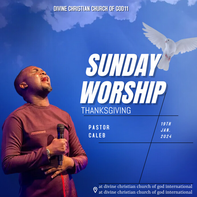 Modèle Blue Professional Sunday Worship Flyer Instag | PosterMyWall