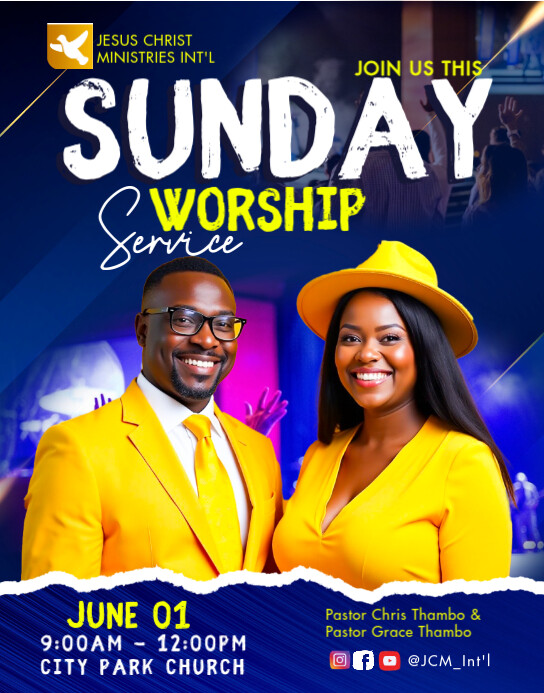 Copy of Blue Professional Sunday Worship Service Invitation Poster ...