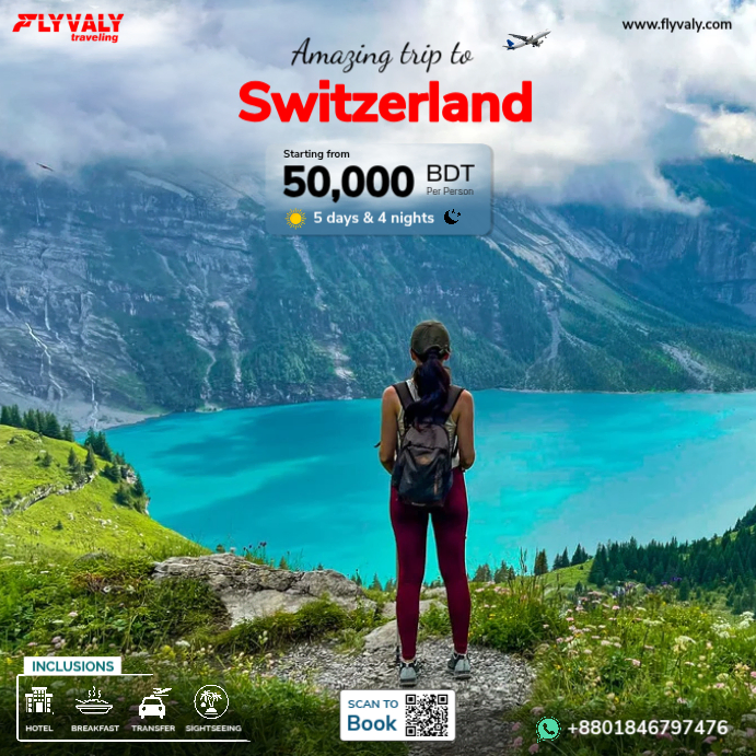 Blue Professional Switzerland Tour Package Ads Design Template ...