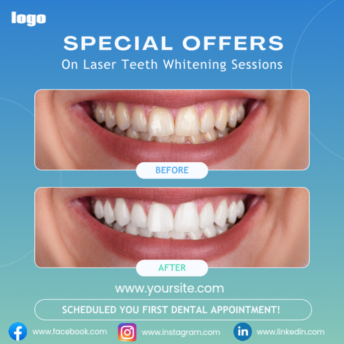 Blue Professional Teeth Whitening Instagram Post Template | PosterMyWall