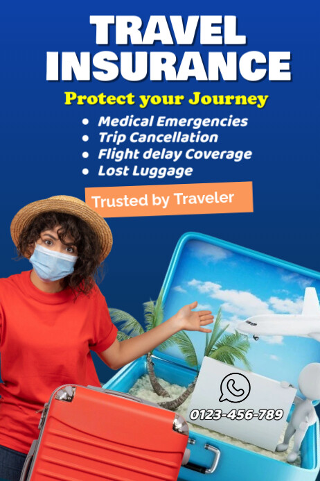 Blue Professional Travel Insurance Poster Template | PosterMyWall