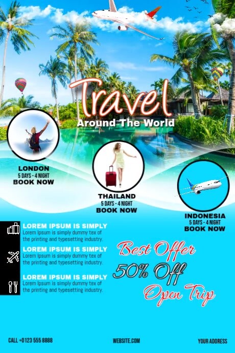 Blue Professional Travel Poster Templat | PosterMyWall