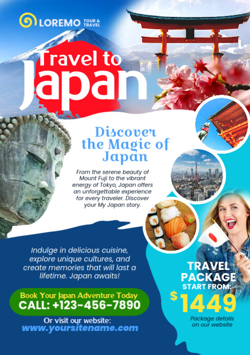 Copy of Blue Professional Travel To Japan A4 Flyer | PosterMyWall