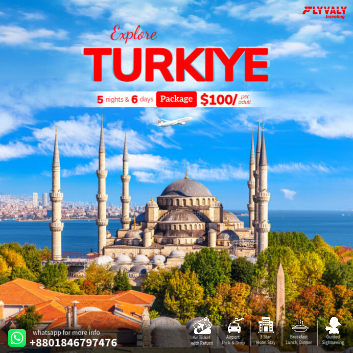 Copy of Blue Professional Turkiye Tour Package Ads Design Template ...