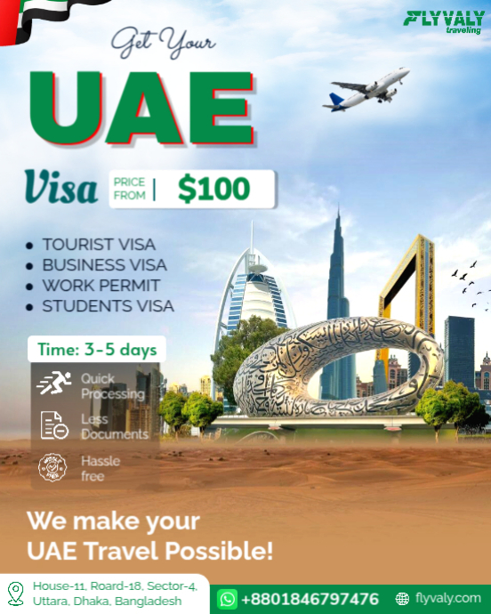 Blue Professional Uae Visa Processing Poster Design Template Instagram ...