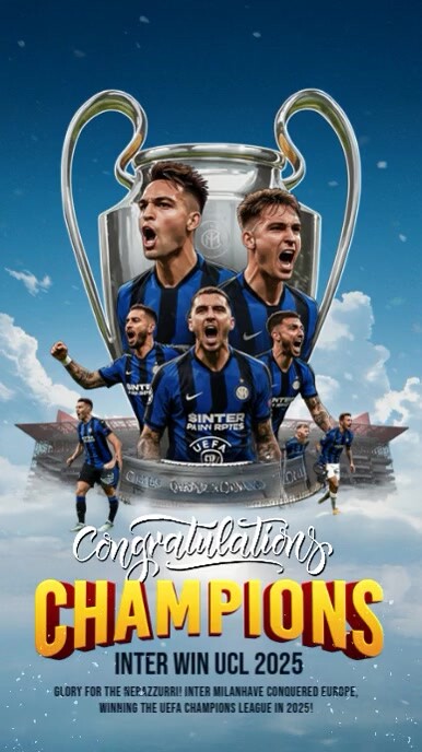 Blue Professional Uefa Champions League 2025 Winner Instagram Reel ...