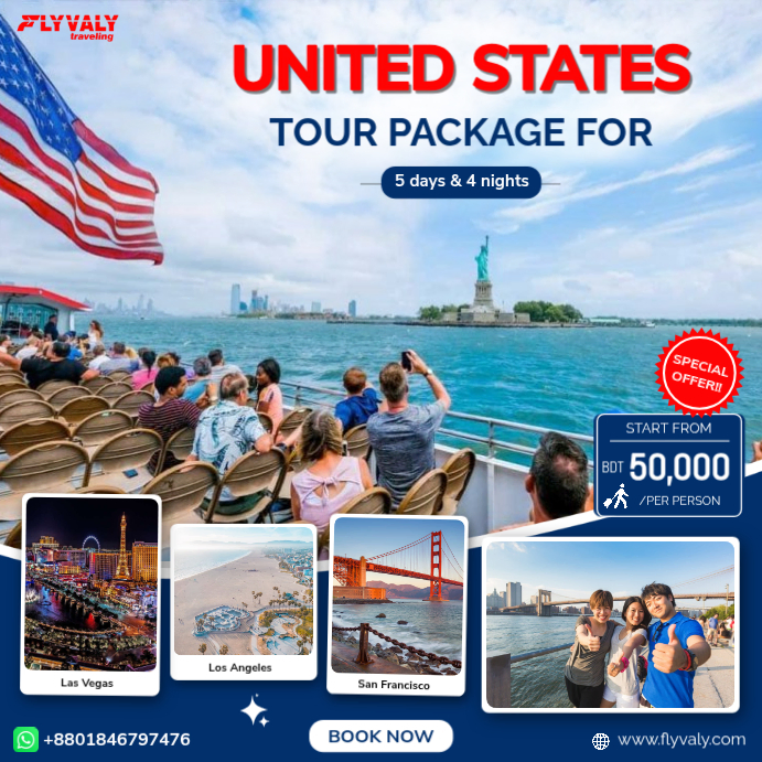 Blue Professional United States Tour Package Ads Design Template ...
