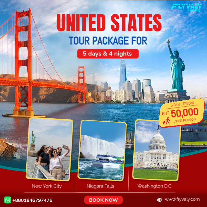 Blue Professional Unites States Tour Package Poster Instagram Post ...