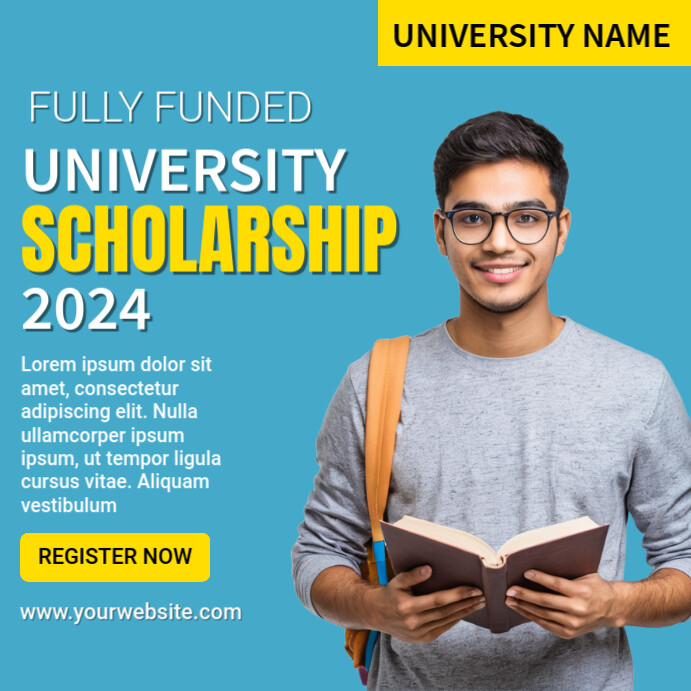 Blue Professional University Scholarship Instagram Post Template ...