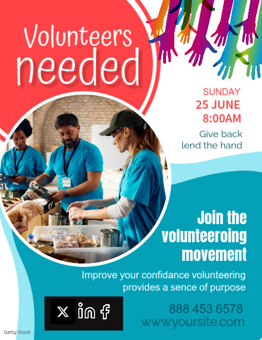 Blue Professional Volunteers We Need You Flye Template | PosterMyWall