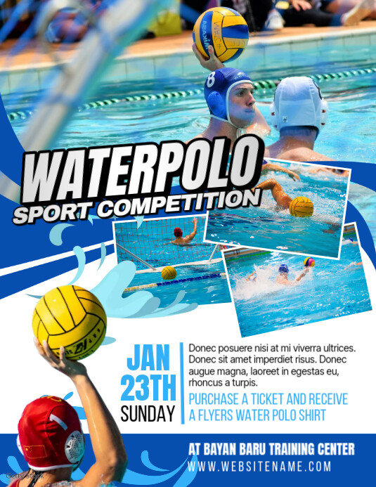 Blue Professional Waterpolo Flyer (us Letter) Template | PosterMyWall