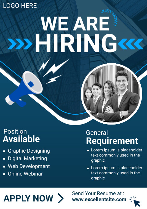 Blue Professional We Are Hiring A4 Template | PosterMyWall