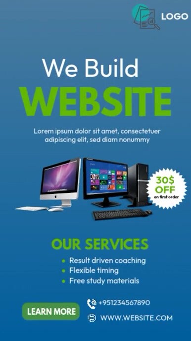 Blue Professional We Build Website Instagram Story Template | PosterMyWall