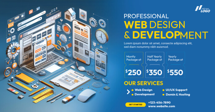 Copy of Blue Professional Website Design Template Facebook Shared Image ...