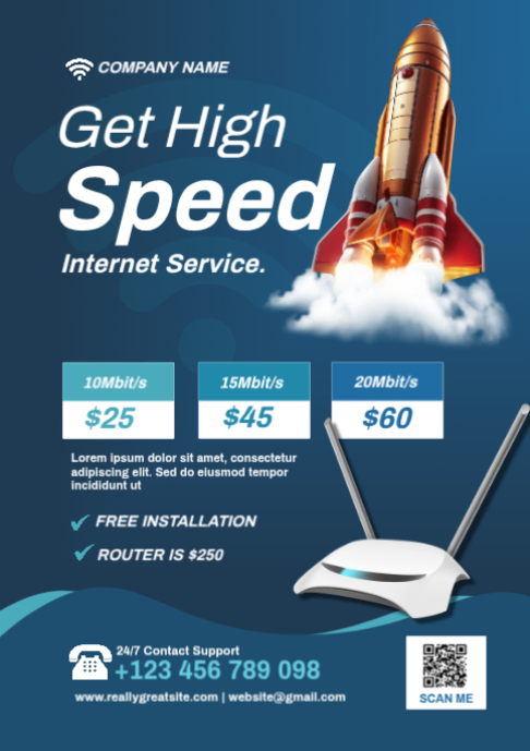 Blue Professional Wifi Packages Promotion Poster Template A2 | PosterMyWall