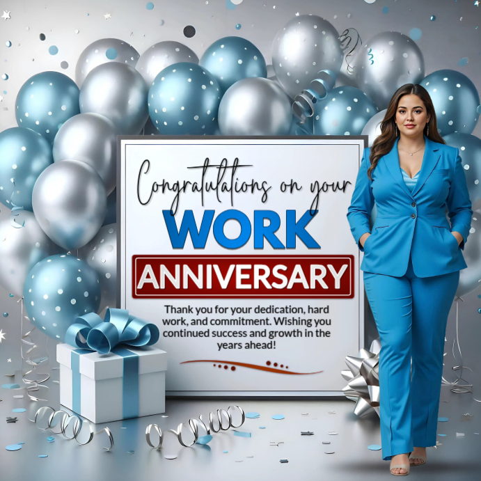 Blue Professional Work Anniversary Celebration | Employee Appreciation ...