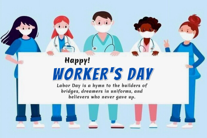 Blue Professional Workers Day Banner 4' × 6' Template | PosterMyWall