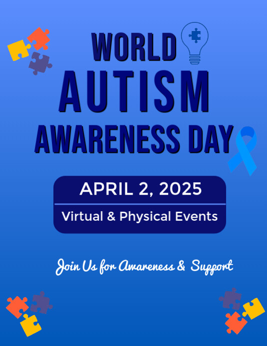 Blue Professional World Autism Awareness Day April 2nd Flyer (us Letter ...