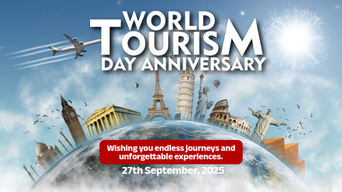 Blue Professional World Tourism Day Youtube Thumbnail Template ...