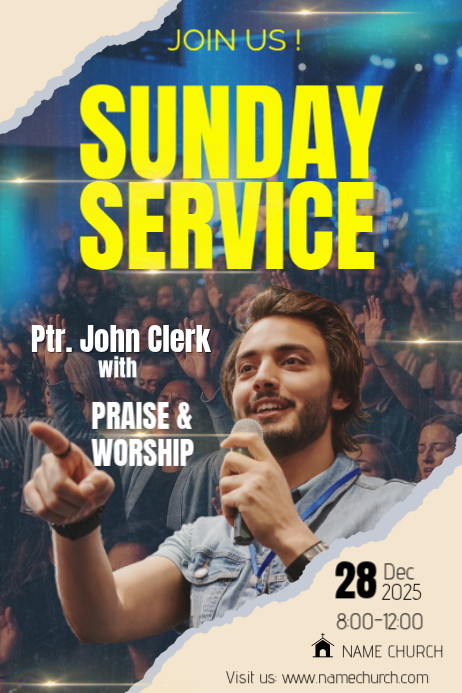 Blue Professional Worship Poster Template | PosterMyWall