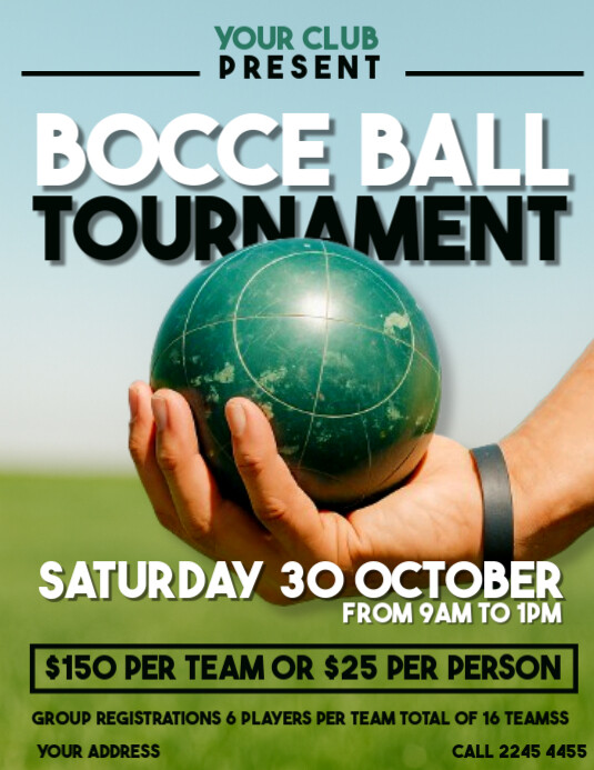 Plantilla de Blue Professionale Bocce Ball Volantino (us Letter ...