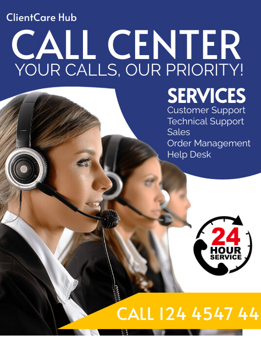 Copy of Blue Professionale Call Center Volantino (us | PosterMyWall