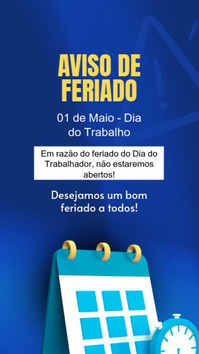 Plantilla de Blue Profissional Aviso De Feriado Dia Do Trabalhador ...