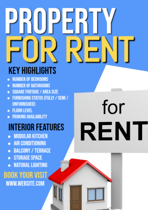 Plantilla de Blue Property Rental A2 | PosterMyWall