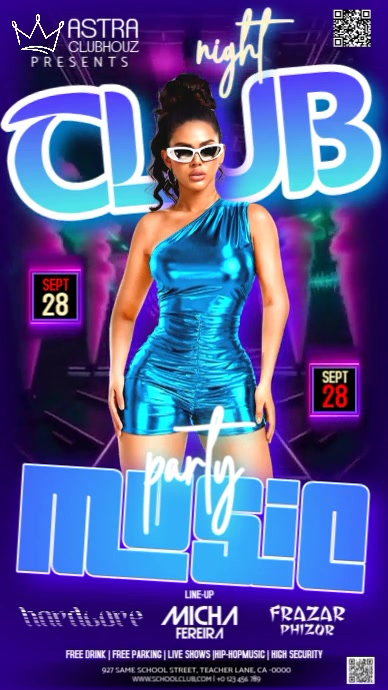 blue Purple Club Party Event Night Design Template | PosterMyWall