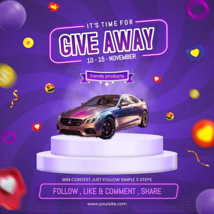 Blue purple Modern & Minimal Giveaway Instagr Template | PosterMyWall