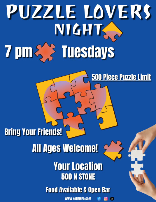 Copy of Blue Puzzle Lovers Night Flyer Flyer (us Letter) | PosterMyWall