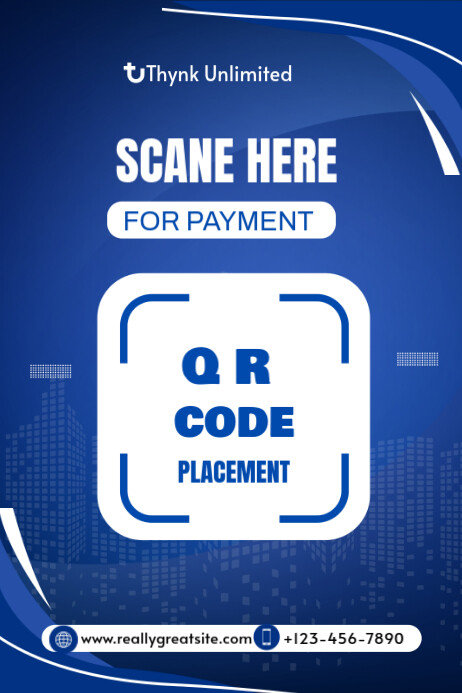 Blue Qr Code Scane Here Poster Template | PosterMyWall