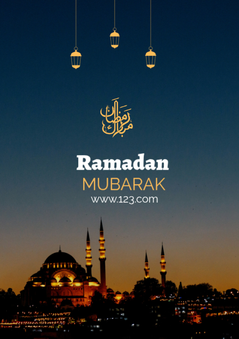 Blue Ramadan Celebration A4 เทมเพลต | PosterMyWall