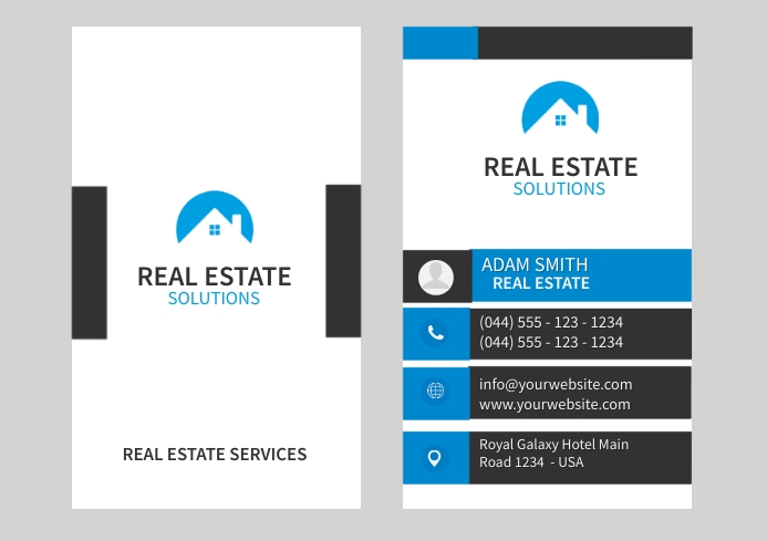 Blue Real Estate Business Calling Card Template | PosterMyWall