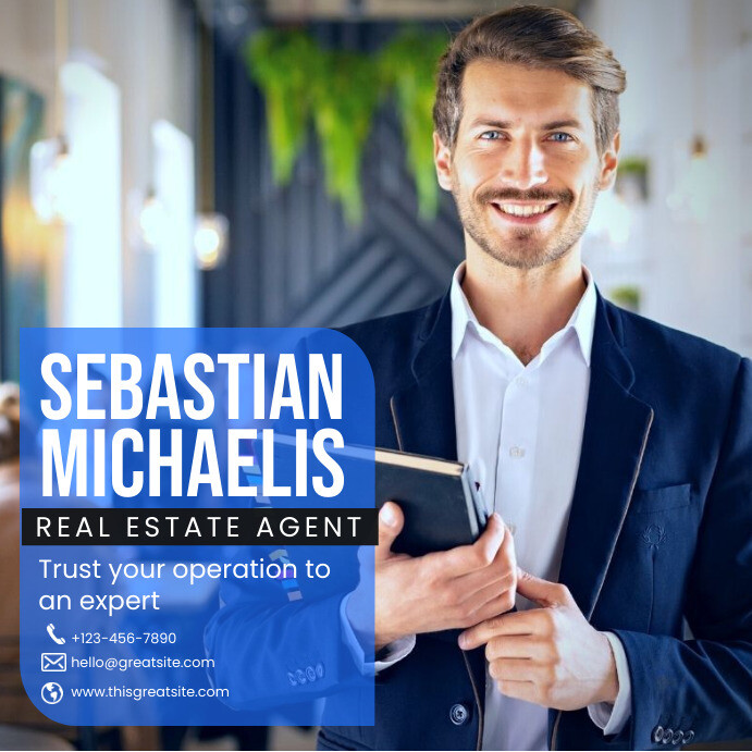Plantilla de Blue Real State Agent Template | PosterMyWall