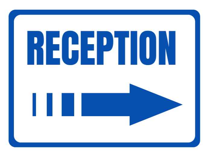 Blue Reception Direction Arrow Sign Yard Sign Template | PosterMyWall